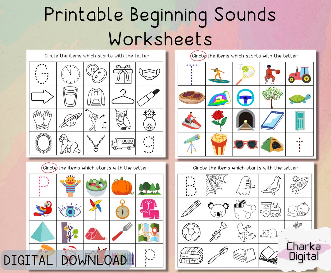 Printable Beginning Sounds Worksheets, Counting Activity, Letters and ...