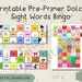 Printable Pre-primer Dolch Sight Words Bingo, Preschool Educational ...