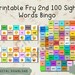 Printable Fry 2nd 100 Sight Words Bingo Cards, Educational Game, 2nd ...