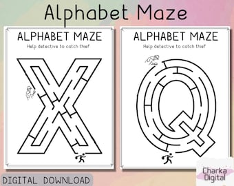 Alphabet Maze Bundle / Letter Maze Worksheets / Uppercase - Etsy