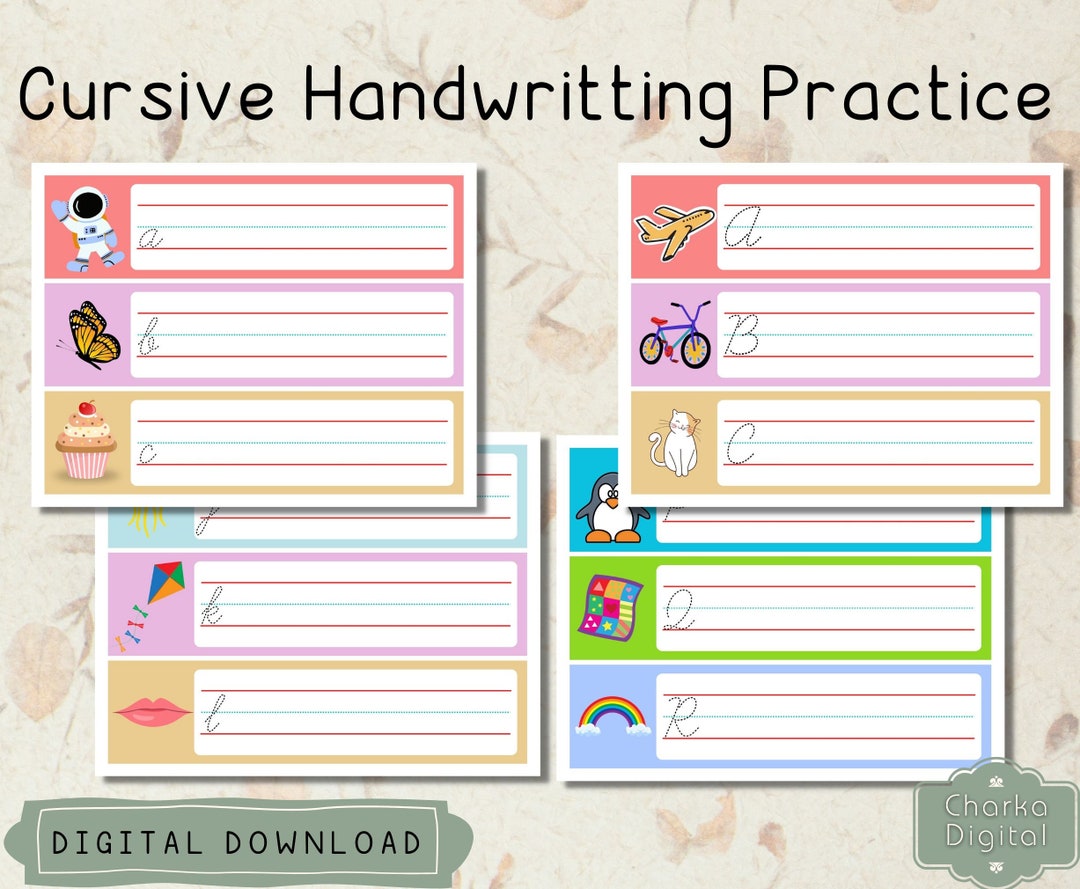Printable Cursive Alphabet Letters Handwriting Practice, Uppercase and ...
