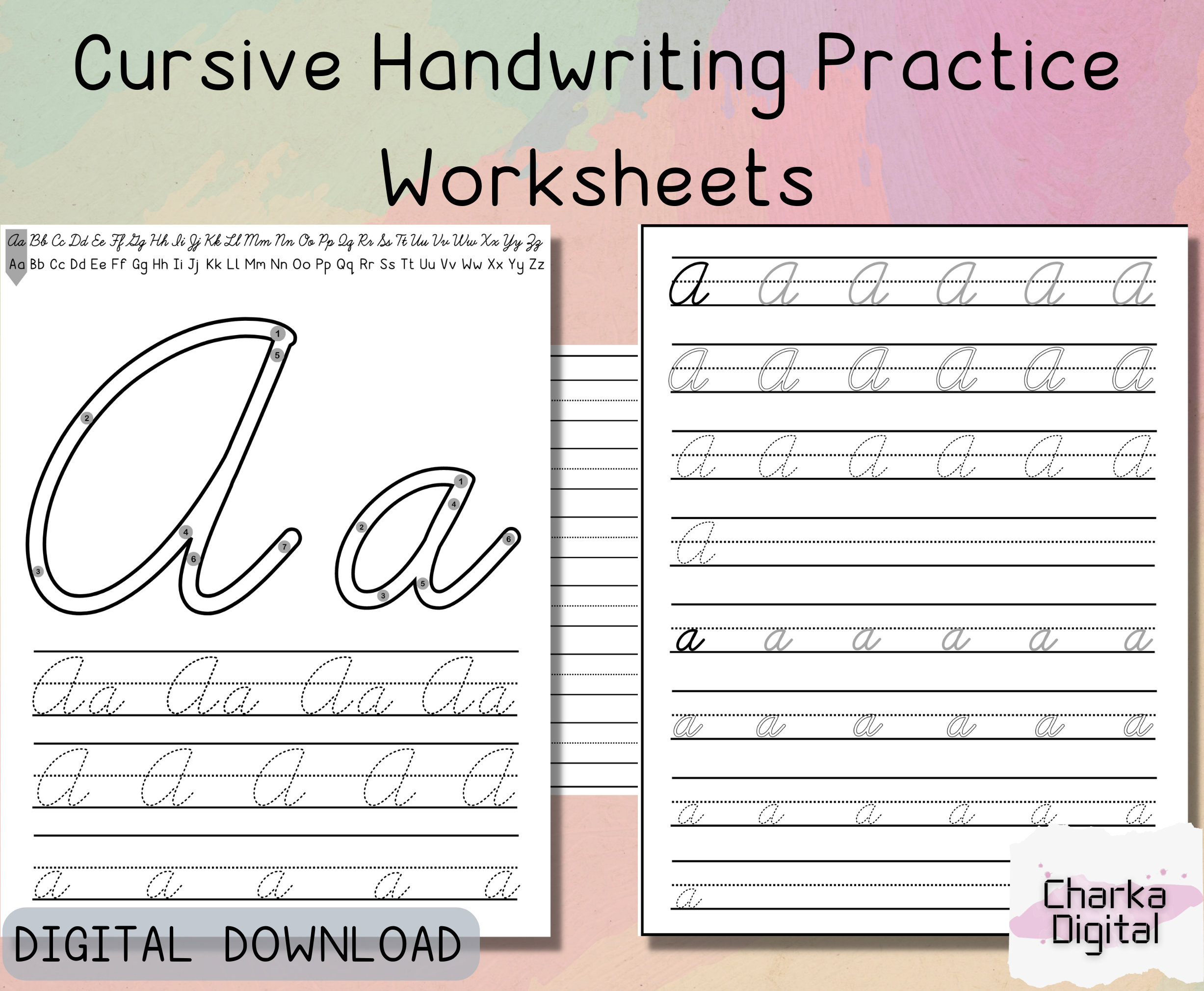 Cursive Alphabet Tracing Worksheets, Handwritting Practice Pages, Learn ...