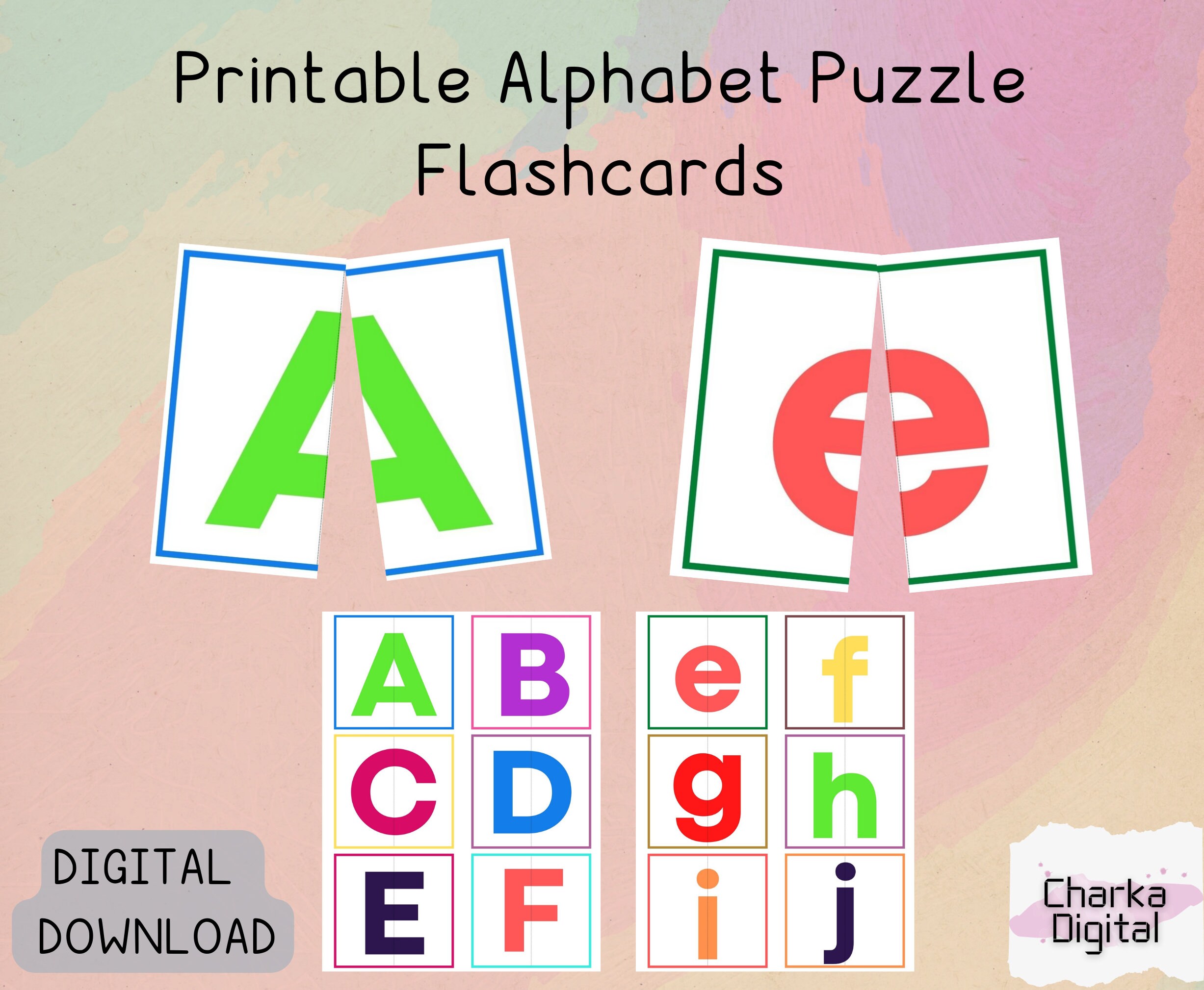 Printable Alphabet Puzzle Flashcards, Letter Matching Cards, Letter ...