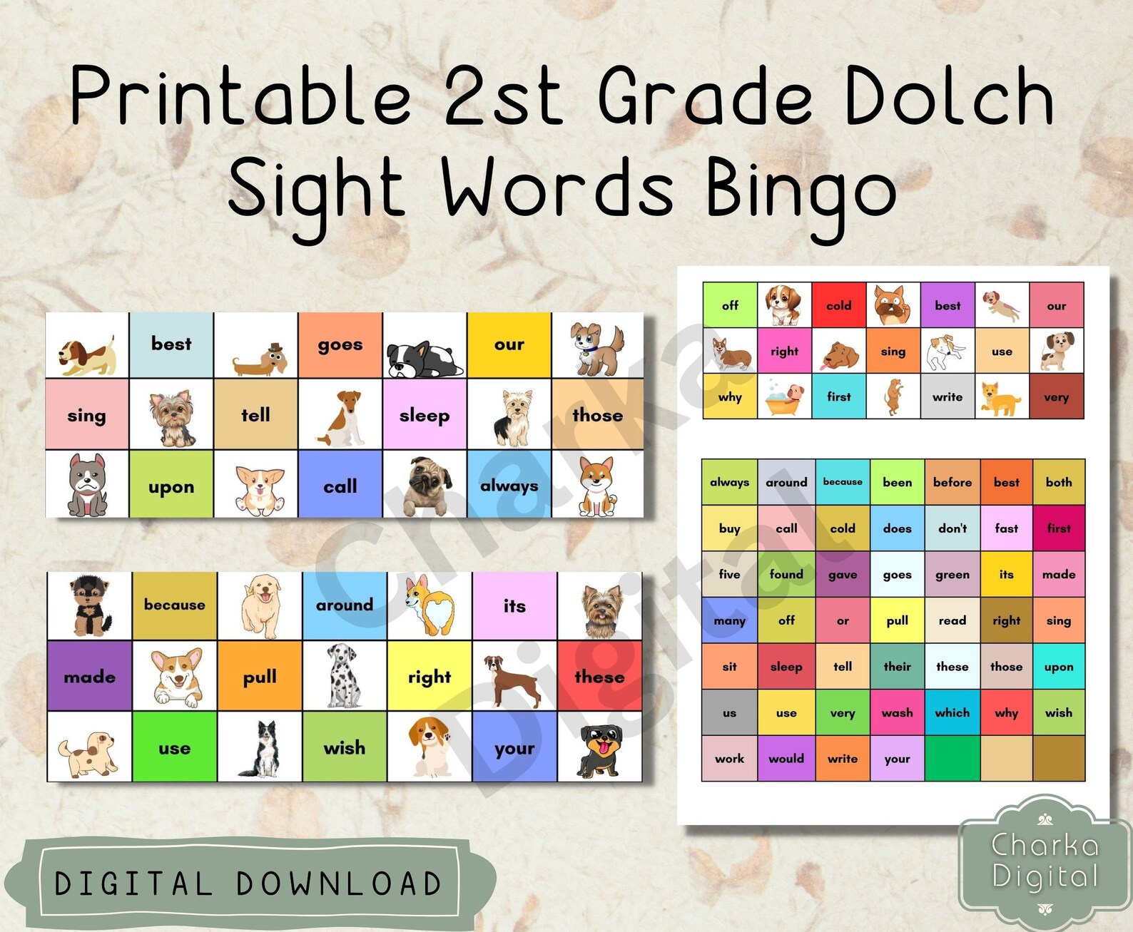 Printable 2st Grade Dolch Sight Words Bingo, Learning Activity for Kids ...