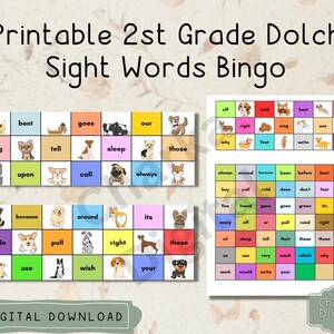 Printable 2st Grade Dolch Sight Words Bingo, Learning Activity for Kids ...