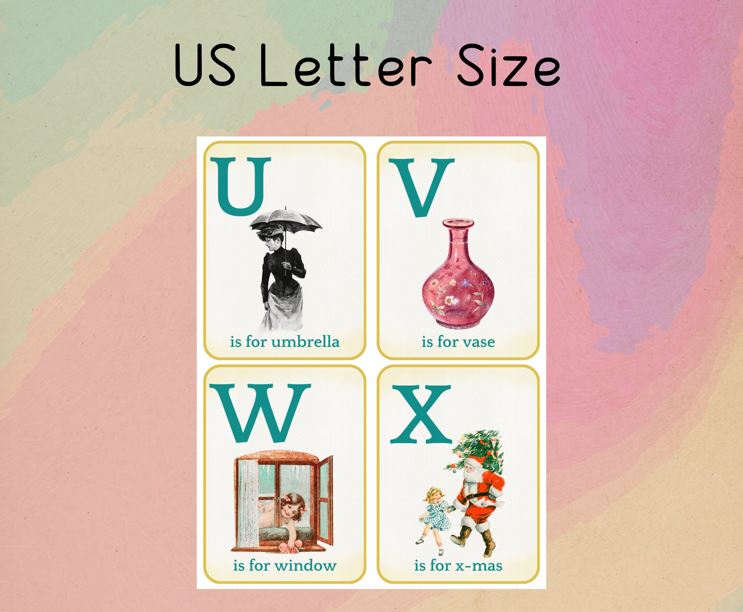 Printable Alphabet Flashcards, Retro Classroom Decor, ABC Cards ...