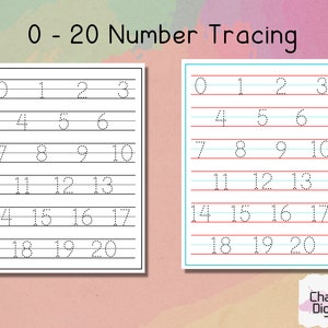 Printable Numbers Tracing Pages 0 to 20, Handwriting Practice, Learning ...