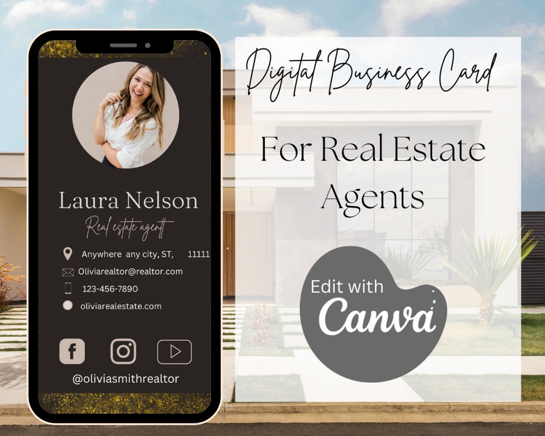Digital Business Card Canva Template Real Estate Business Card Luxury ...