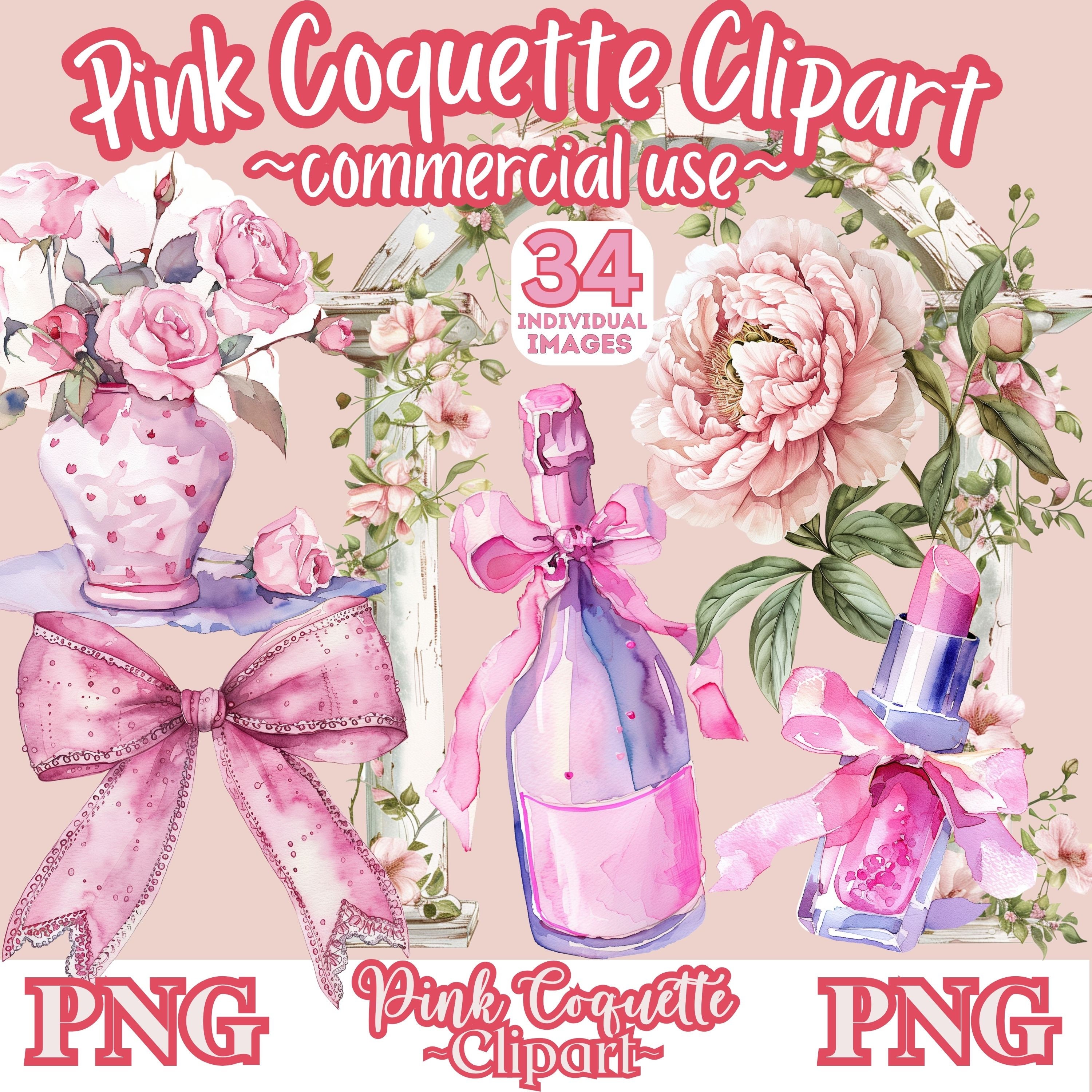 Coquette Watercolor Clipart, Coquette Png Graphics, Pink Coquette ...