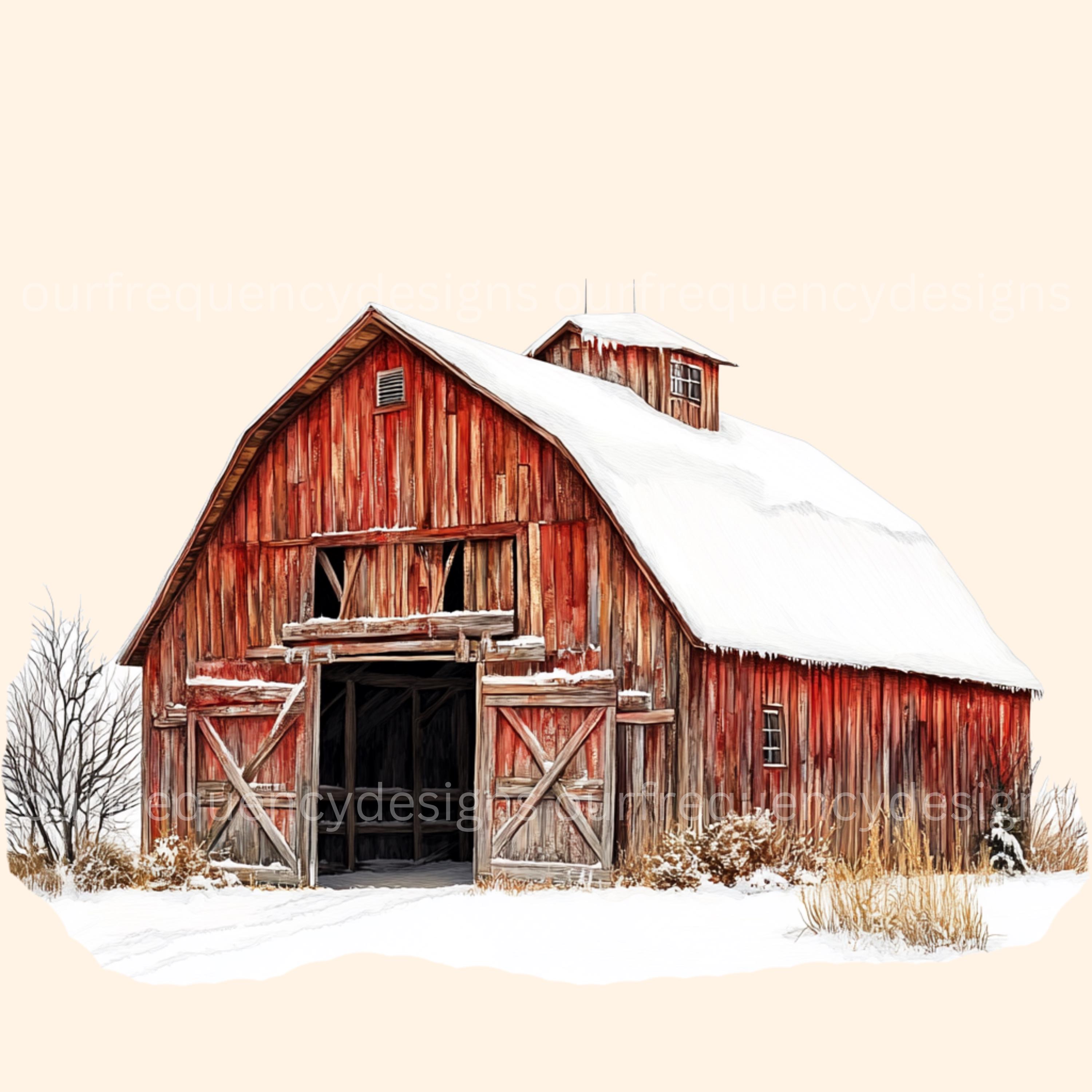 Rustic Christmas Png, Christmas Barn Clipart Bundle, Farmhouse ...