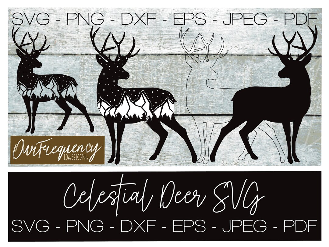 Celestial Deer Svg, Deer Svg, Buck SVG, Wilderness Animal SVG, Deer ...