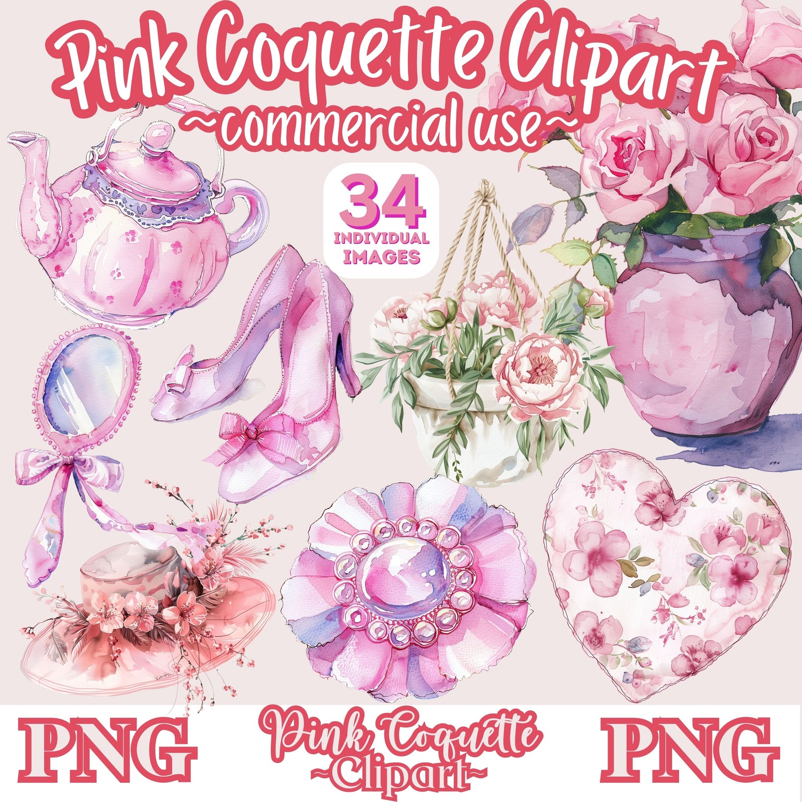 Coquette Watercolor Clipart, Coquette Png Graphics, Pink Coquette ...