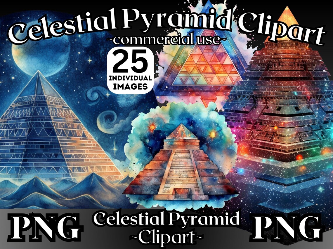 Celestial Pyramid Clipart Pyramid Png Graphics Mystic - Etsy