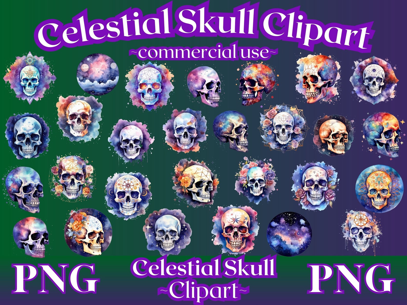 Celestial Skull Clipart, Cosmic Skull Png, Third Eye Skull Clipart ...