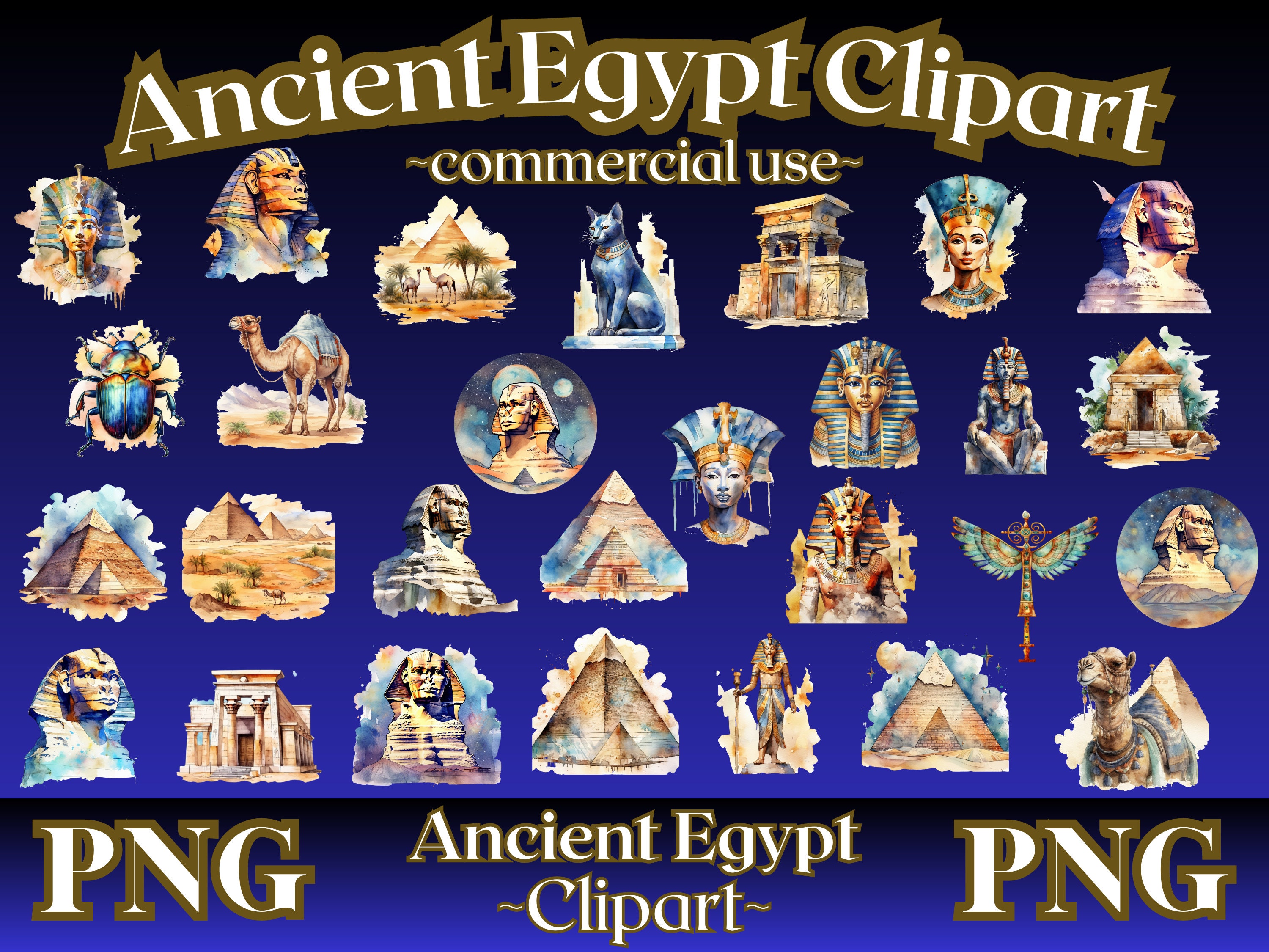 Ancient Egypt Clipart, Egypt Png Bundle, Pyramid Clipart, Egyptian ...