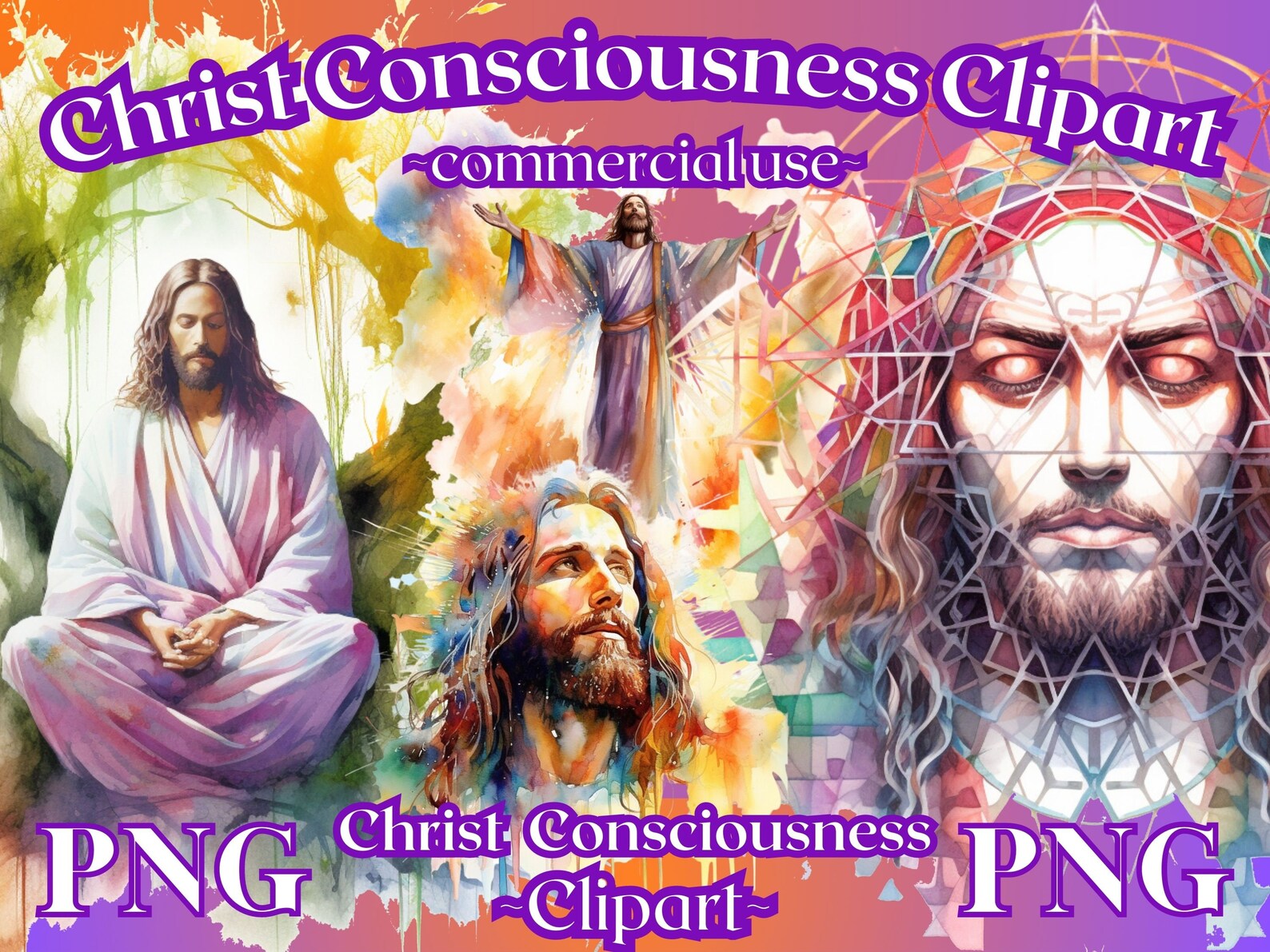 Christ Consciousness Clipart Jesus Png Graphics Meditating - Etsy