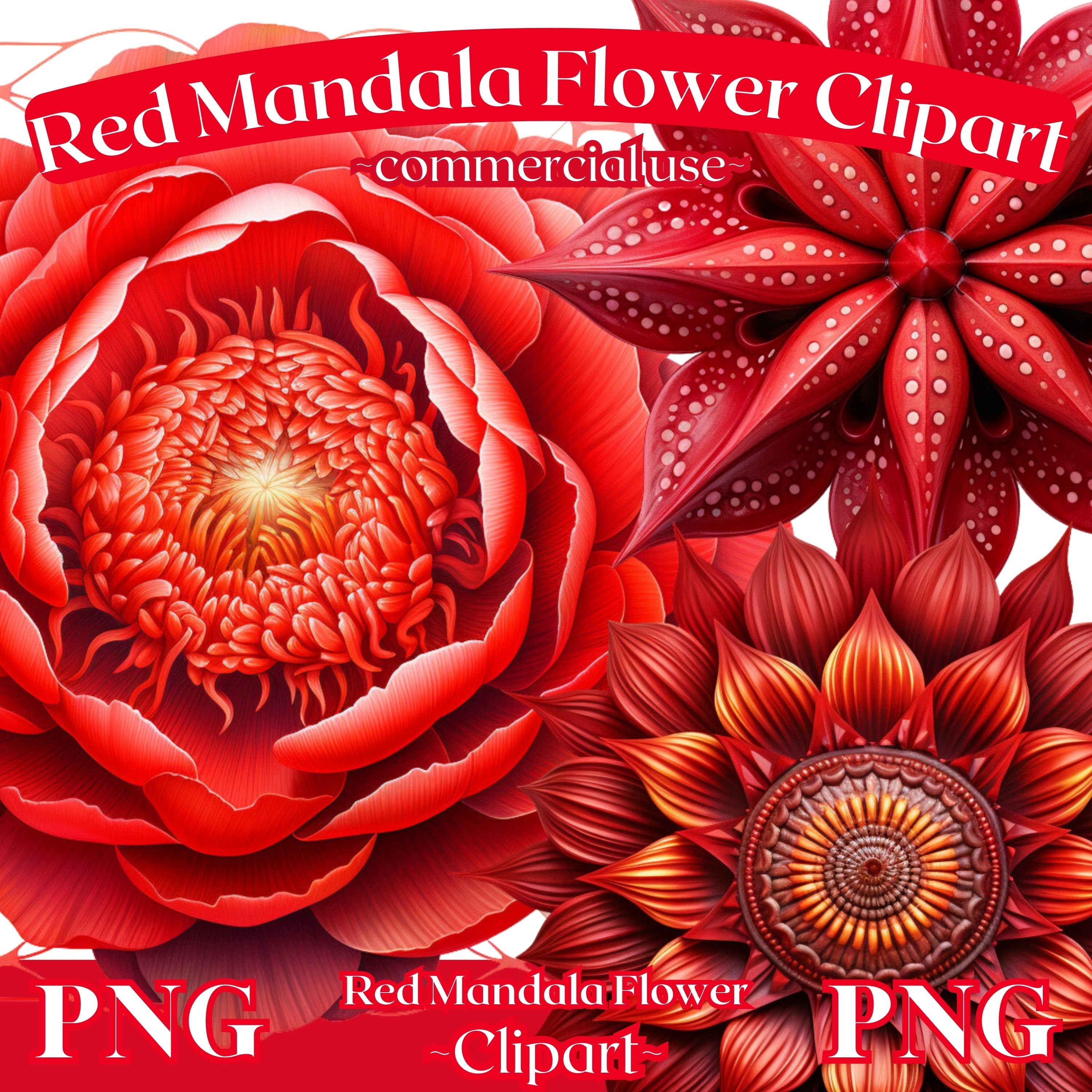 Red 3D Mandala Clipart, Spiritual Sublimation Png Bundle, Yoga Clipart ...