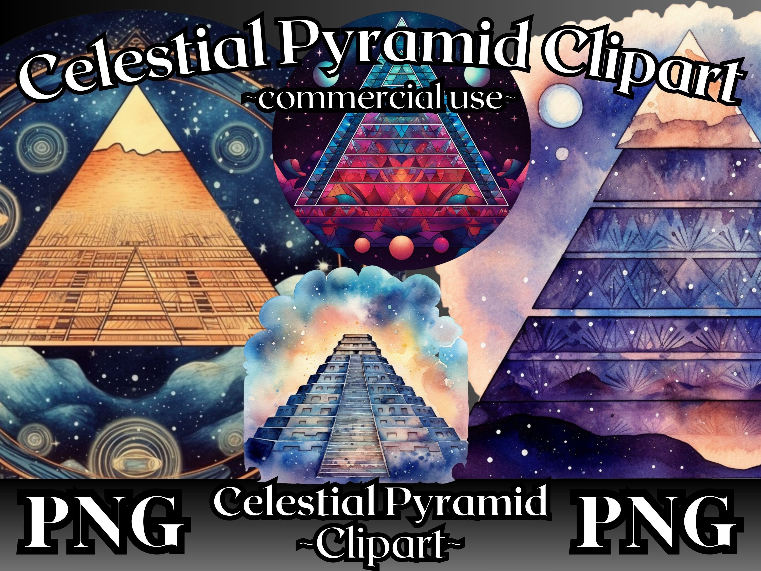Celestial Pyramid Clipart, Pyramid Png Graphics, Mystic Pyramid Clipart ...