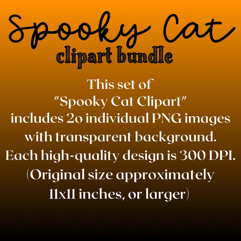 Spooky Cat Clipart Bundle, Cute Halloween Png, Cute Halloween Cat Svg ...