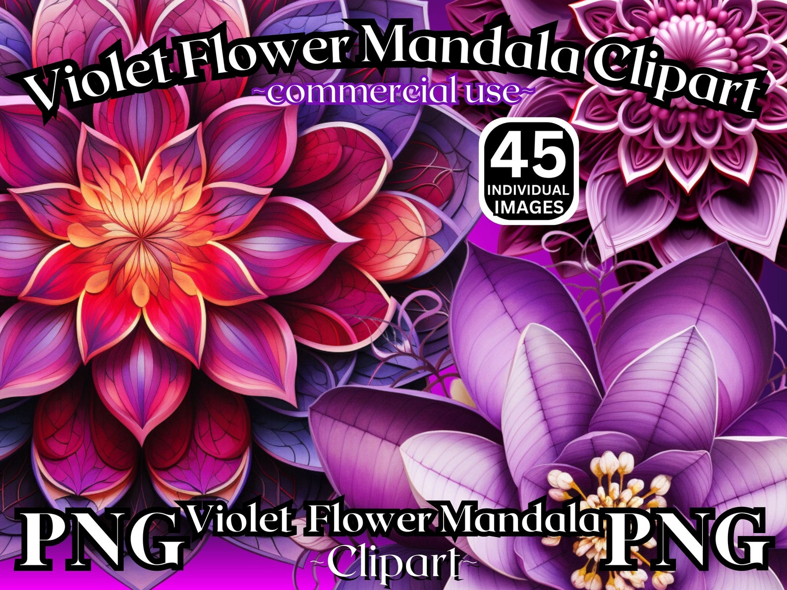 Mandala Flower Clipart, Violet Flower Mandala Png, Mandala Clipart ...