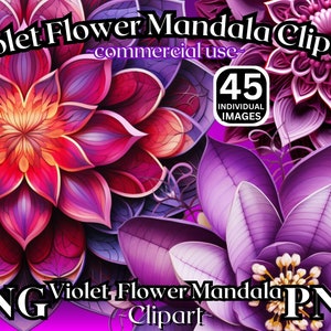 Mandala Flower Clipart, Violet Flower Mandala Png, Mandala Clipart ...