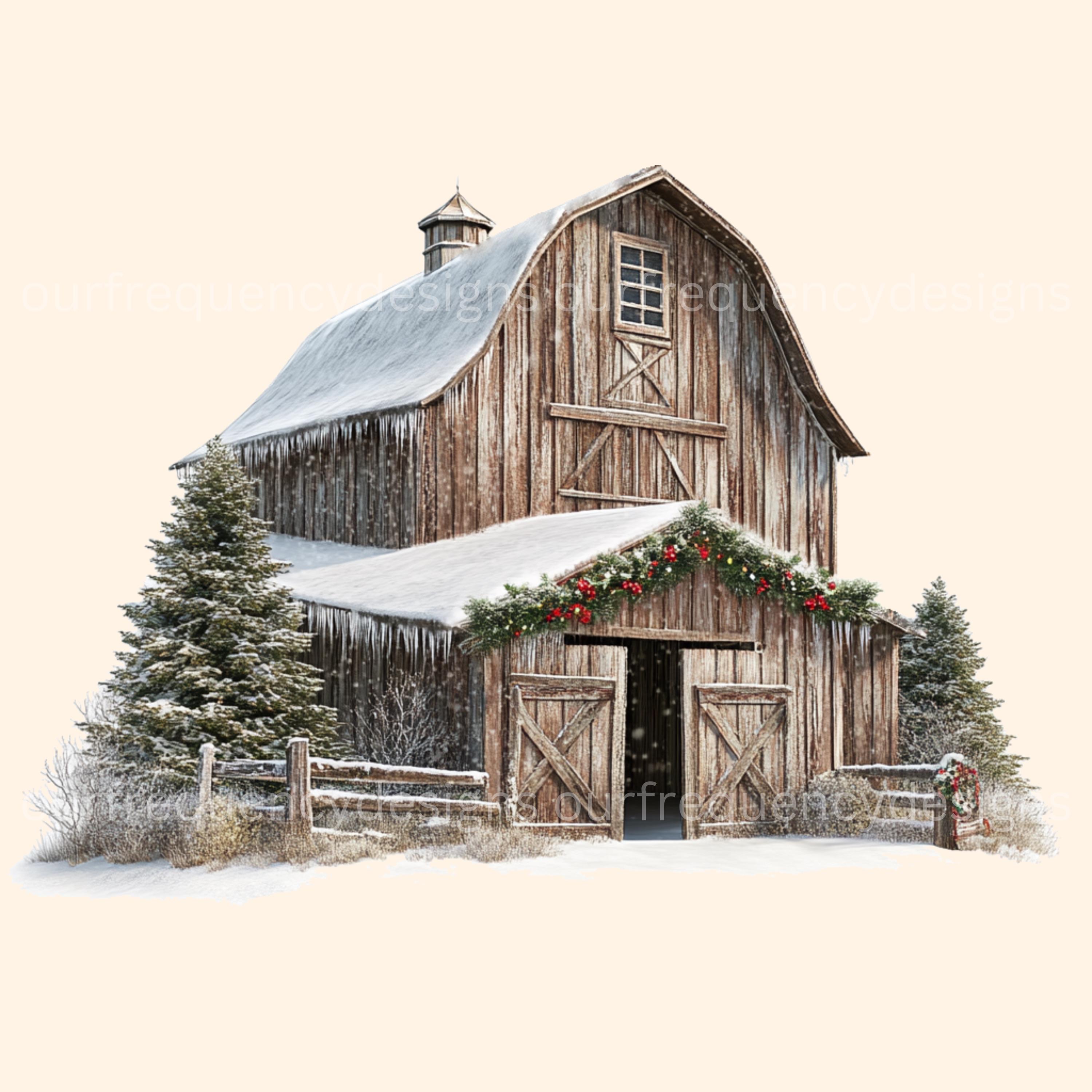 Rustic Christmas Png, Christmas Barn Clipart Bundle, Farmhouse ...