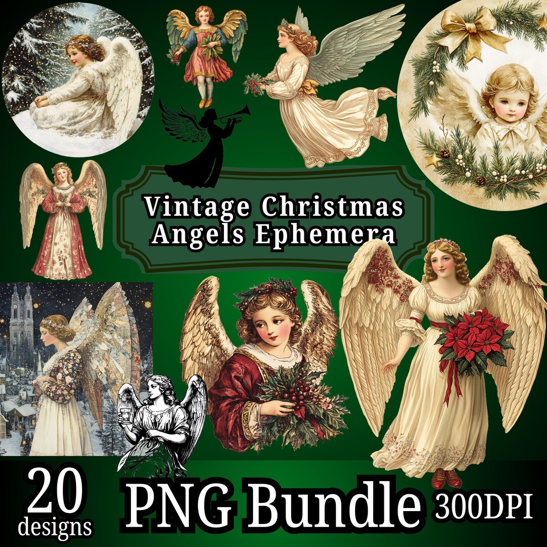 Vintage Christmas Angels Ephemera, Angel Scrapbook Printables, Junk ...