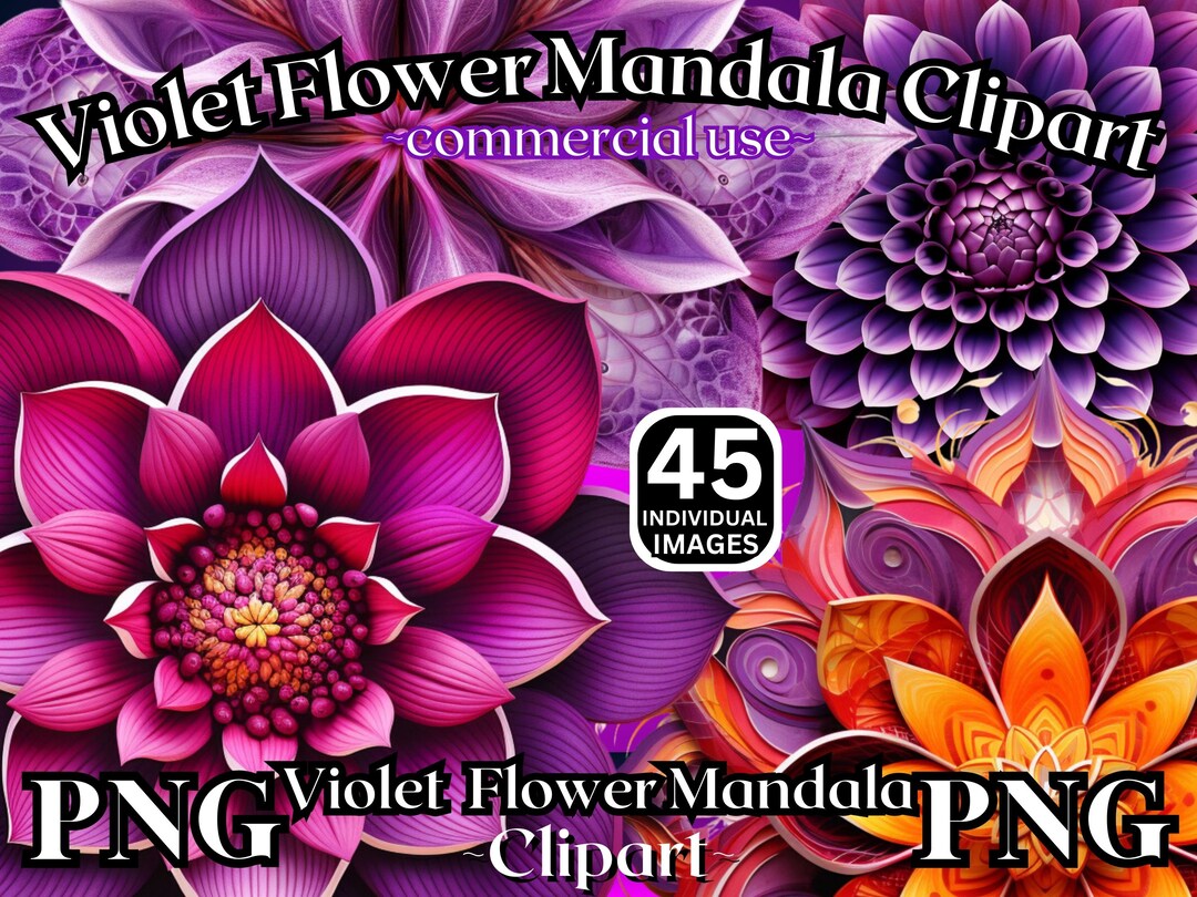 Mandala Flower Clipart, Violet Flower Mandala Png, Mandala Clipart ...