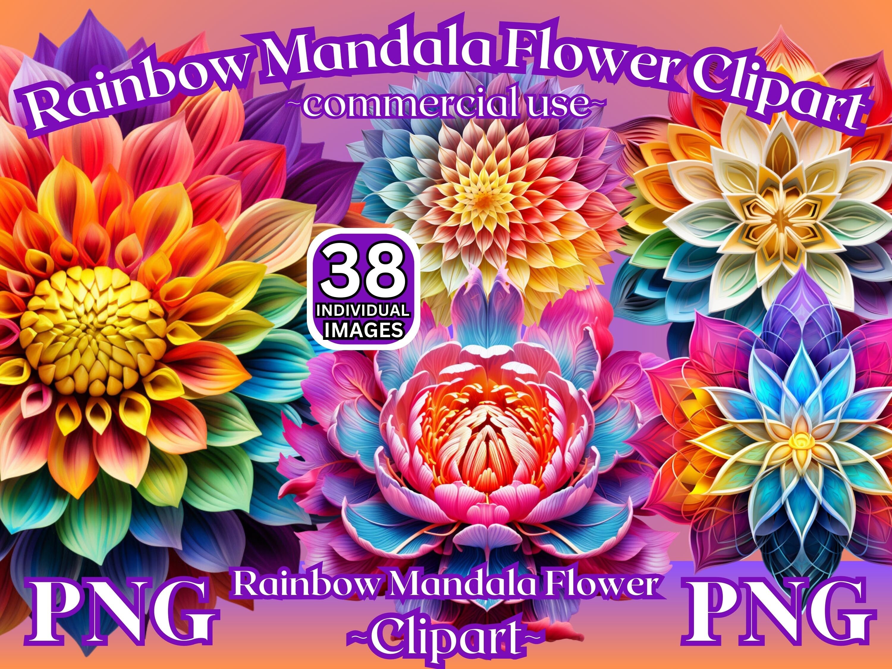 Mandala Flower Clipart, Rainbow Flower Mandala Png, Mandala Clipart ...