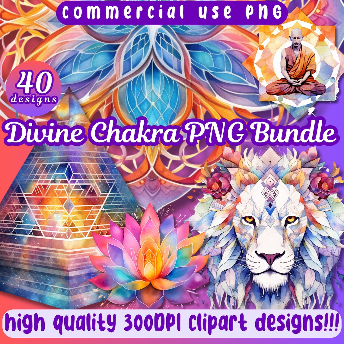 Spiritual PNG Bundle, Chakra Colors Clipart, Divine Sublimation Png ...