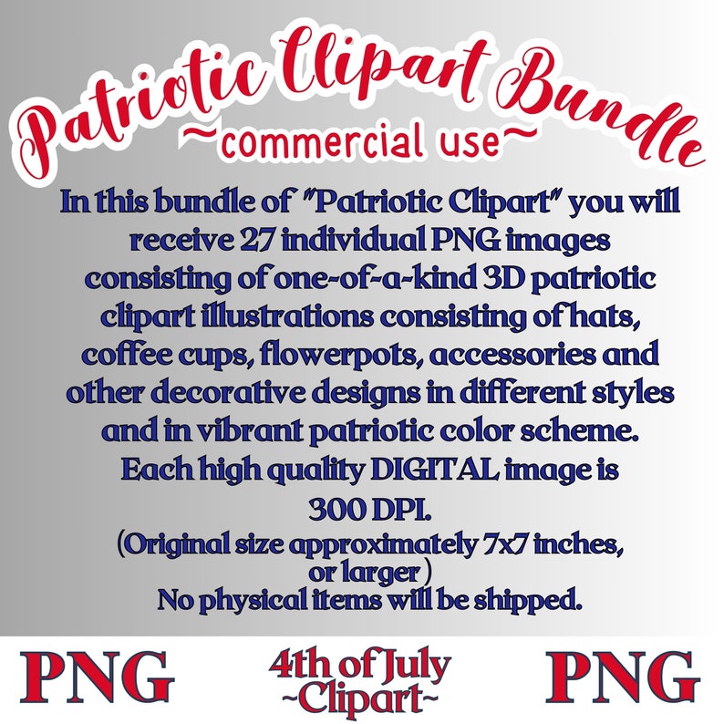 Patriotic Clipart Bundle, American Png Graphics, Patriotic Svg Clipart ...