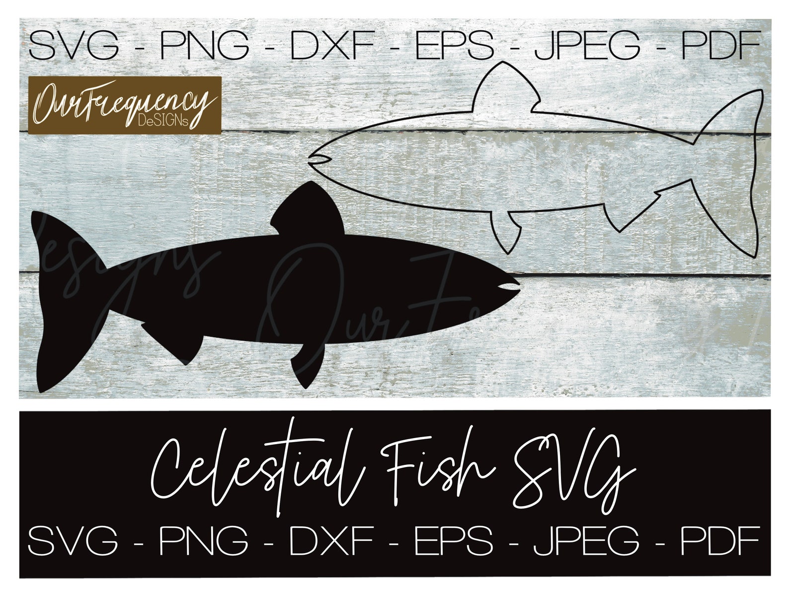 Fish Svg, Salmon Svg, Celestial Fish Svg, Salmon Mountain Stars, Alaska ...