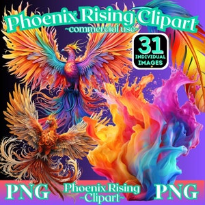 Phoenix Rising Clipart, Watercolor Phoenix Png, Rainbow Phoenix Clipart ...