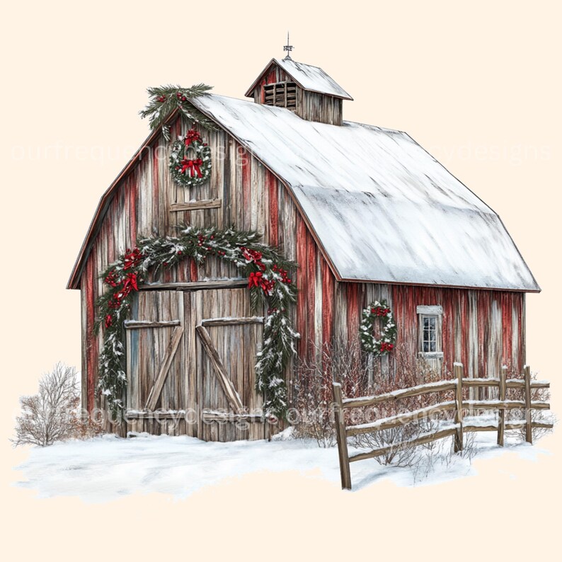 Rustic Christmas Png, Christmas Barn Clipart Bundle, Farmhouse ...