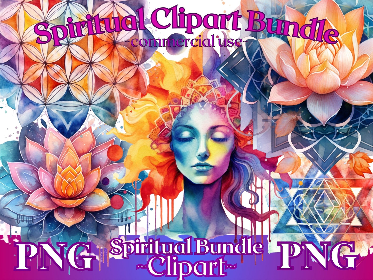 Spiritual Watercolor Clipart, Yoga Png Graphics, Meditation Clipart ...
