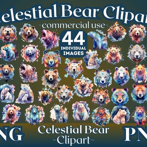 Celestial Bear Clipart, Bear Spirit Png, Spirit Animal Clipart, Celestial Bear Png, Bear Clipart ...