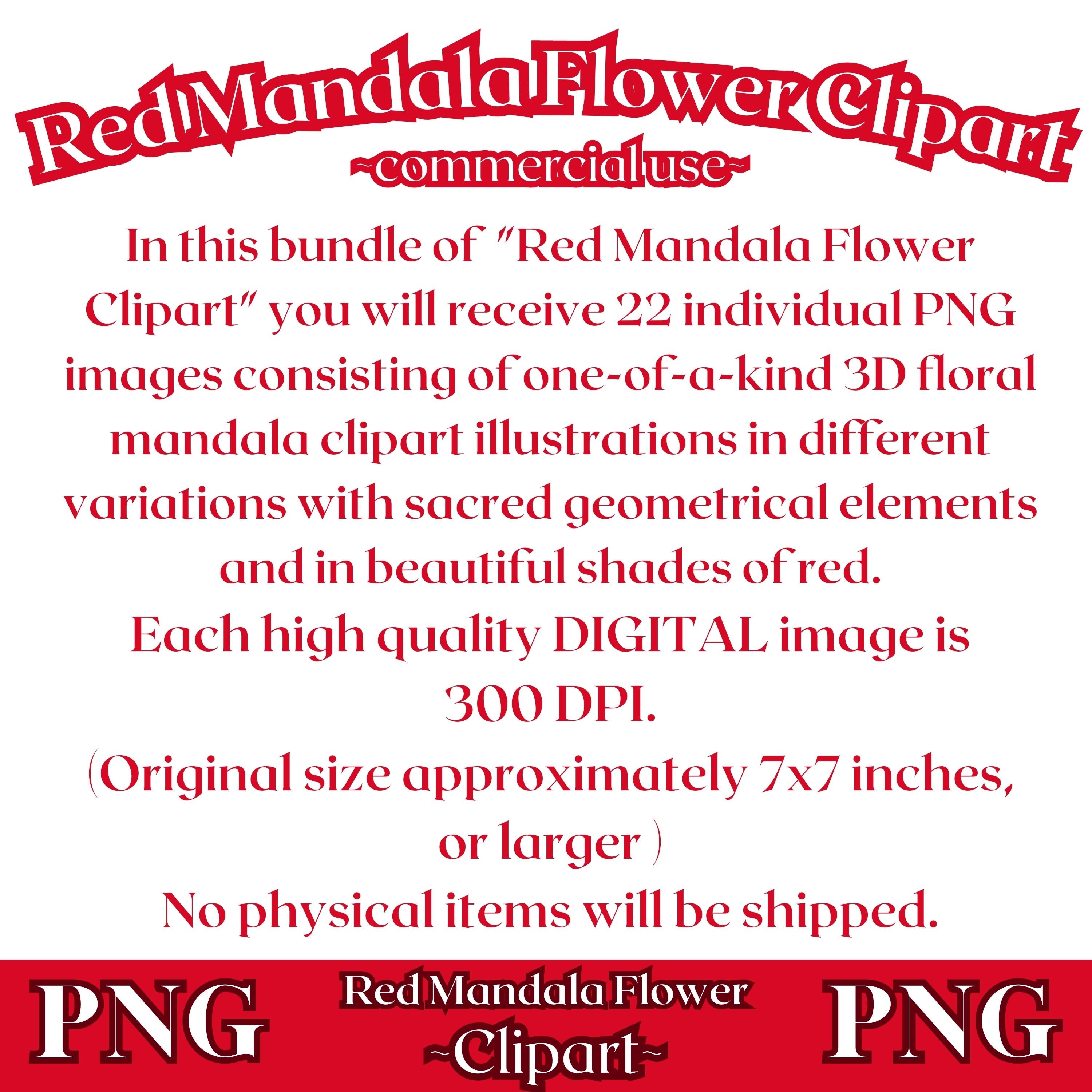 Red 3D Mandala Clipart, Spiritual Sublimation Png Bundle, Yoga Clipart ...