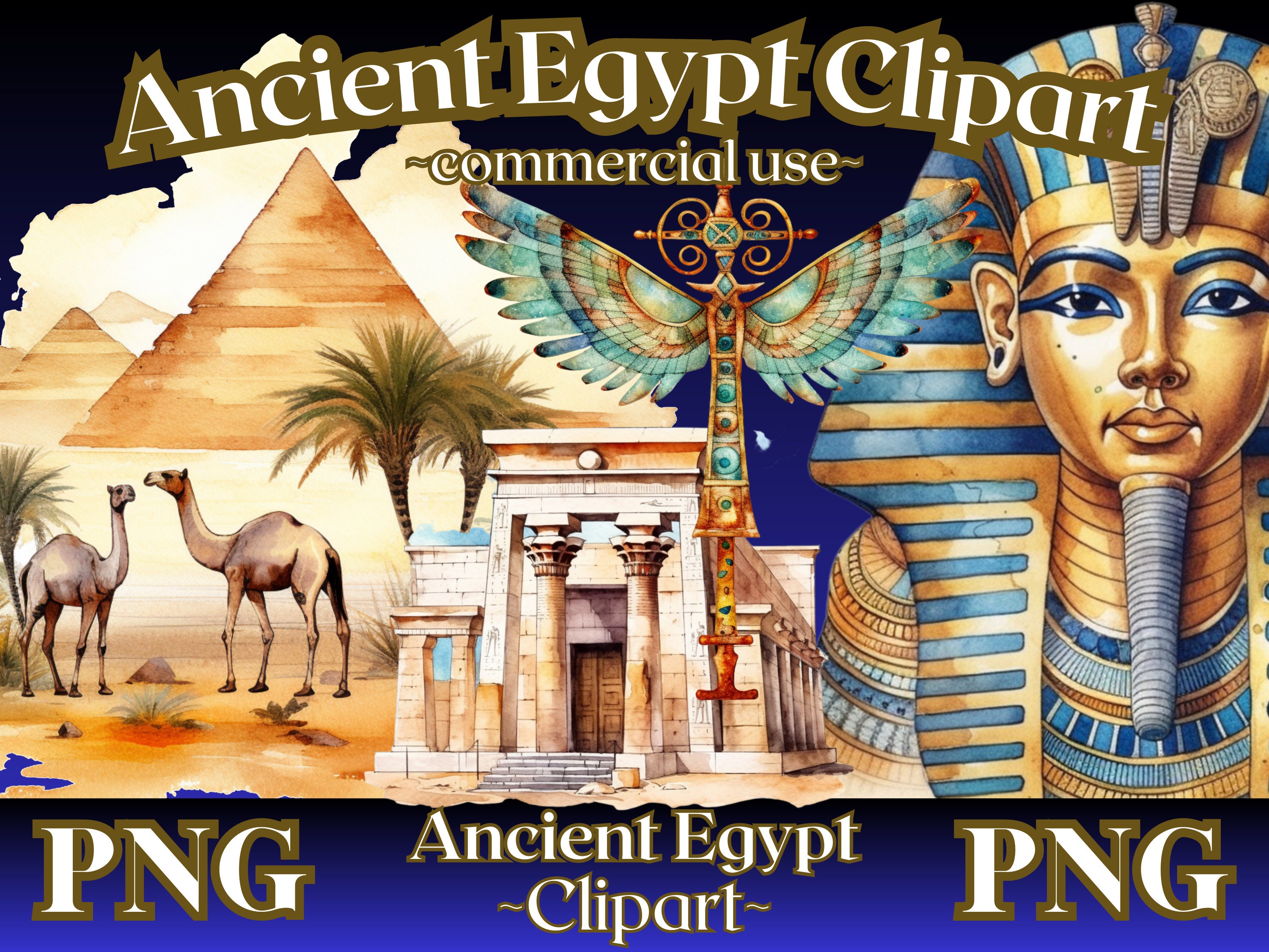 Ancient Egypt Clipart, Egypt Png Bundle, Pyramid Clipart, Egyptian ...