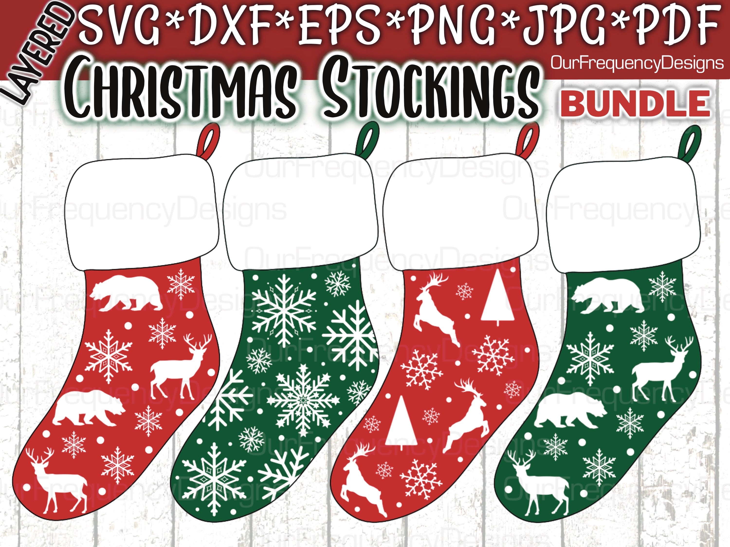 Stockings Svg Christmas Bundle, Christmas Stockings Clipart, Layered ...