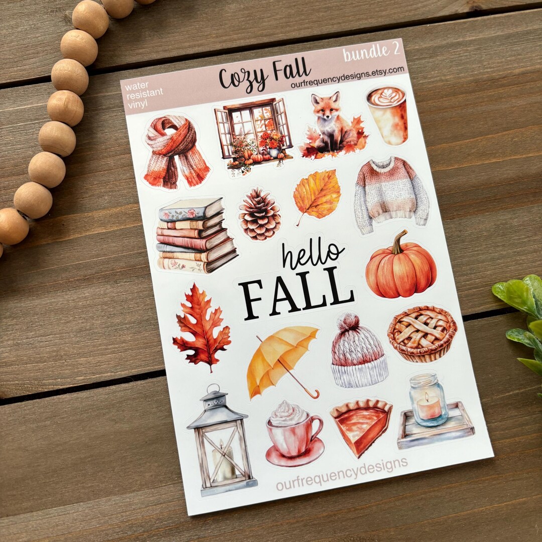 Sticker Sheet Cozy Fall, Hello Fall Sticker, Autumn Stickers, Planner ...