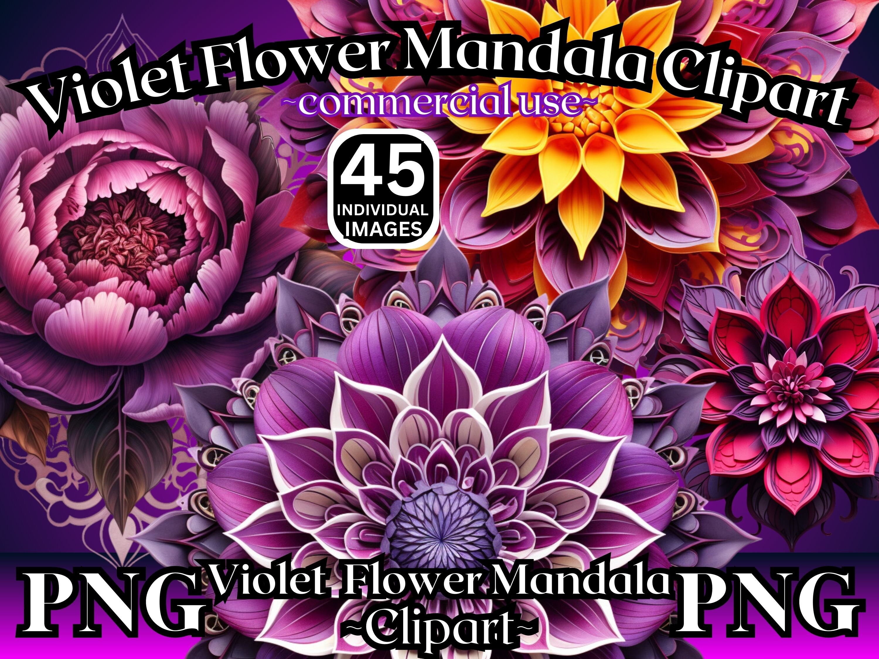 Mandala Flower Clipart, Violet Flower Mandala Png, Mandala Clipart ...