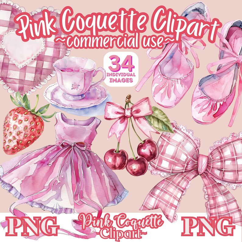 Coquette Watercolor Clipart, Coquette Png Graphics, Pink Coquette ...