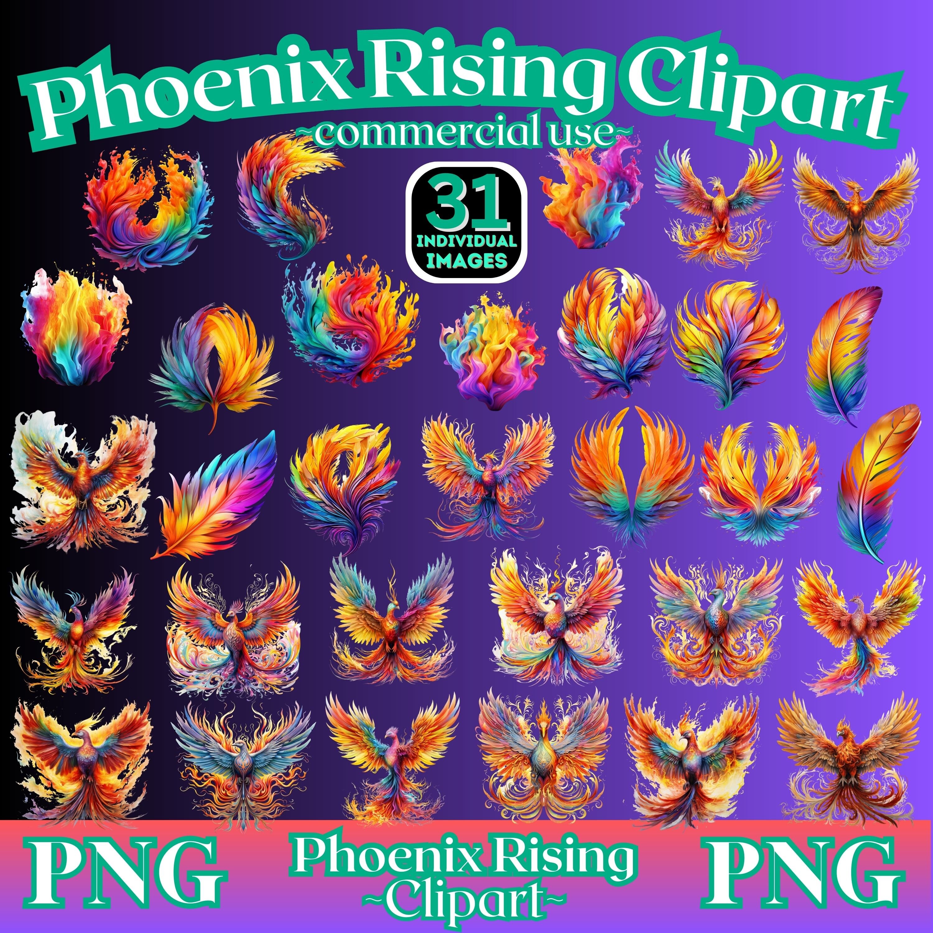 Phoenix Rising Clipart, Watercolor Phoenix Png, Rainbow Phoenix Clipart ...