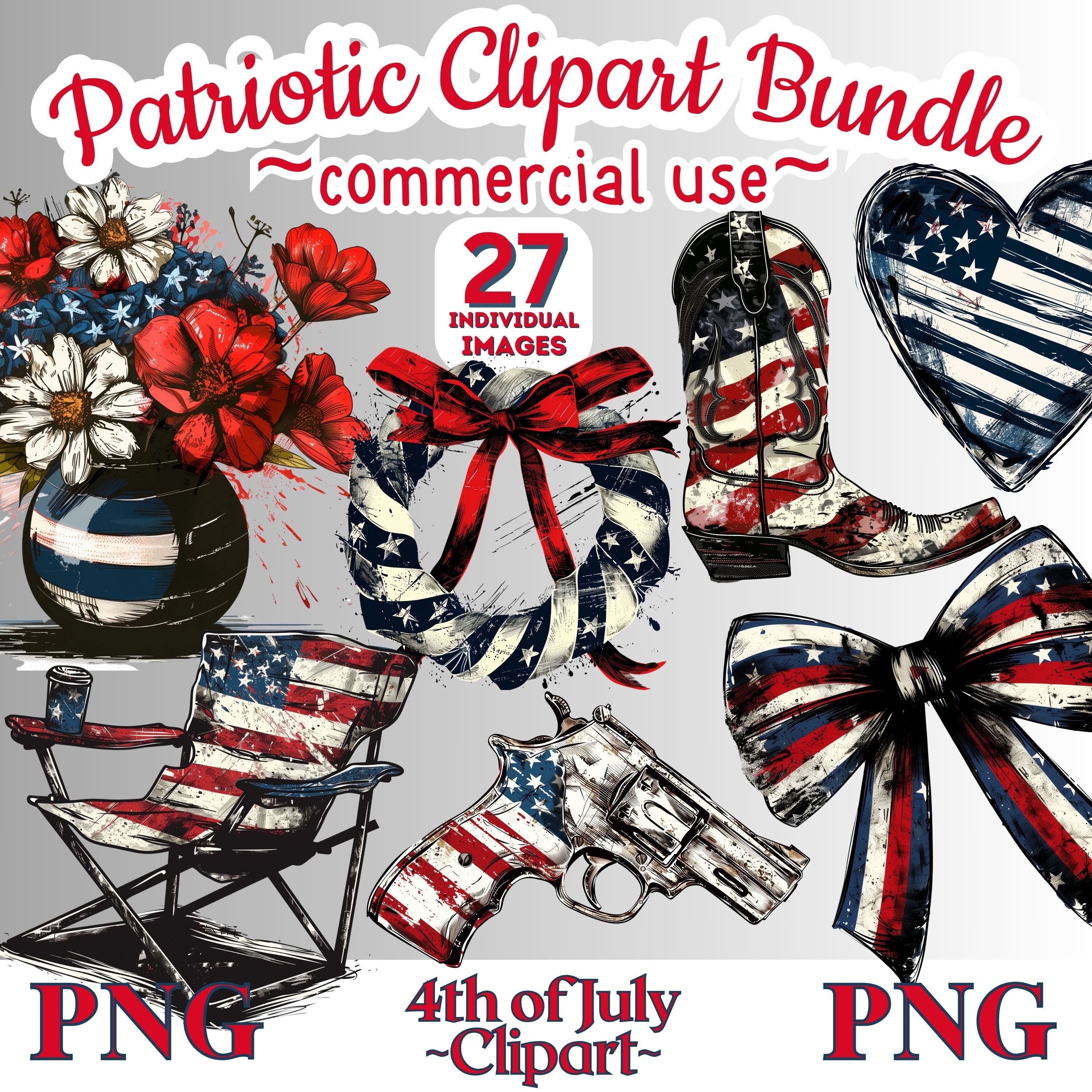 Patriotic Clipart Bundle, American Png Graphics, Patriotic Svg Clipart ...