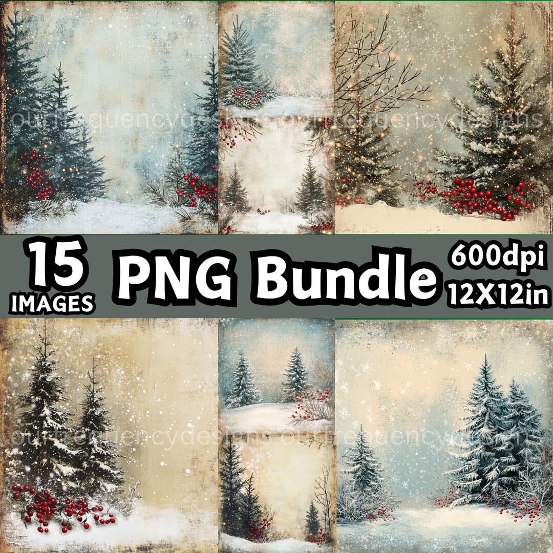 Winter Wonderland Digital Paper, Distressed Paper Scrapbook Backgrounds ...