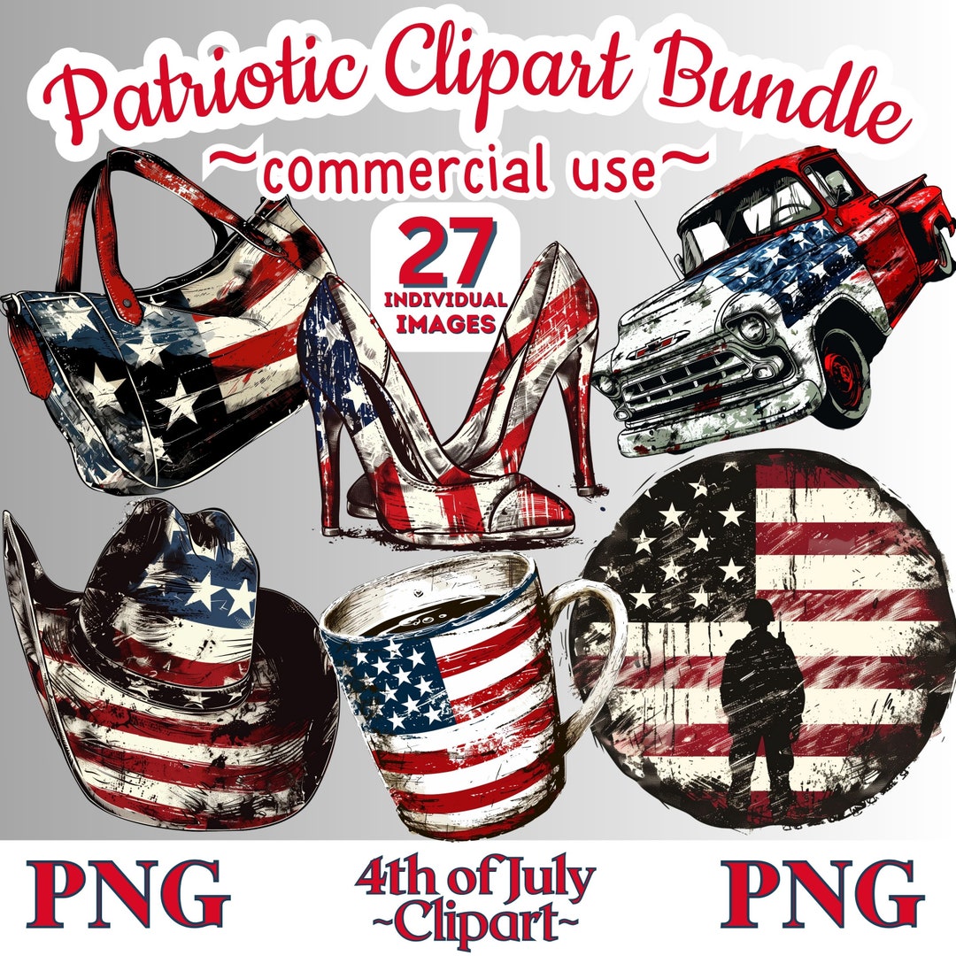 Patriotic Clipart Bundle, American Png Graphics, Patriotic Svg Clipart ...