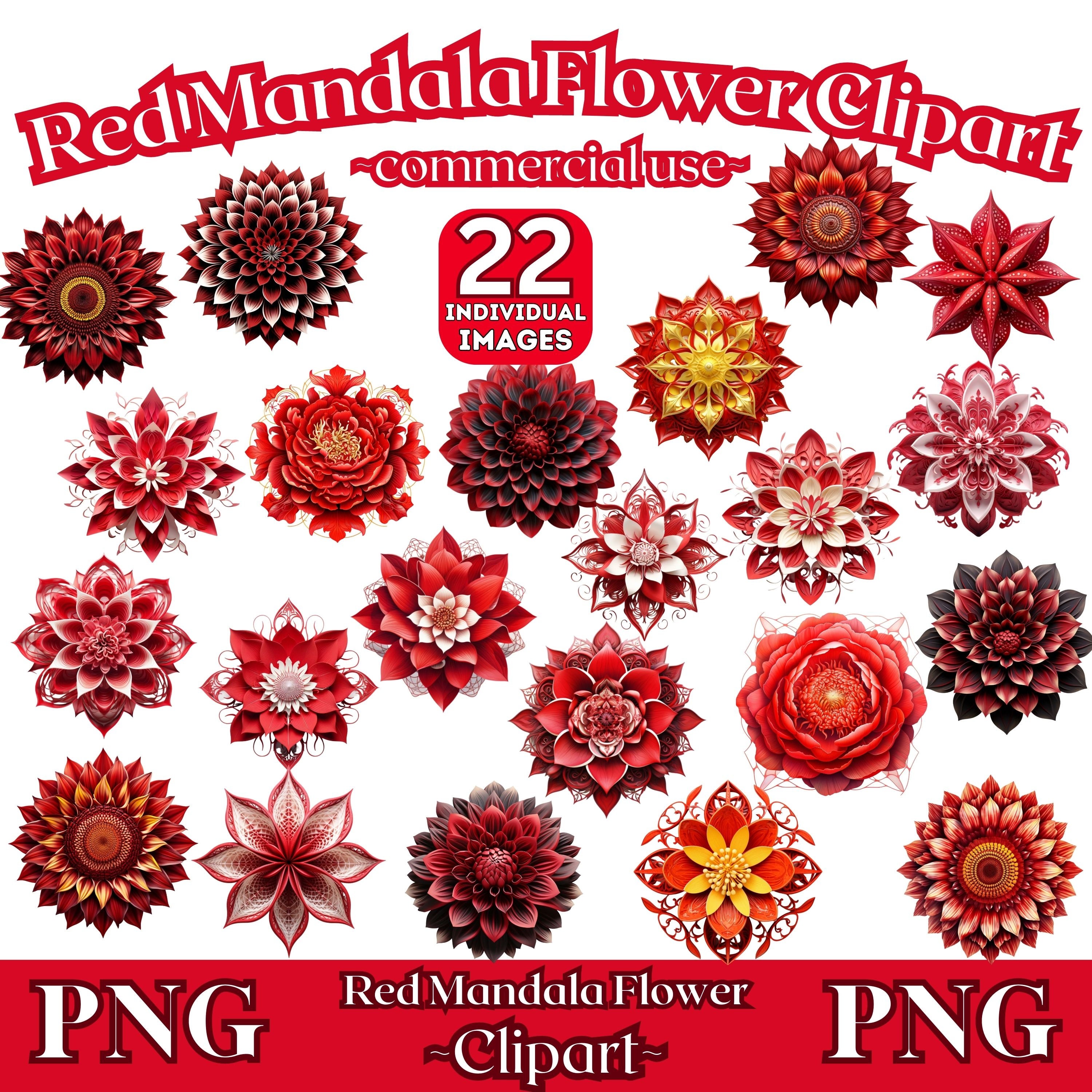 Red 3D Mandala Clipart, Spiritual Sublimation Png Bundle, Yoga Clipart ...