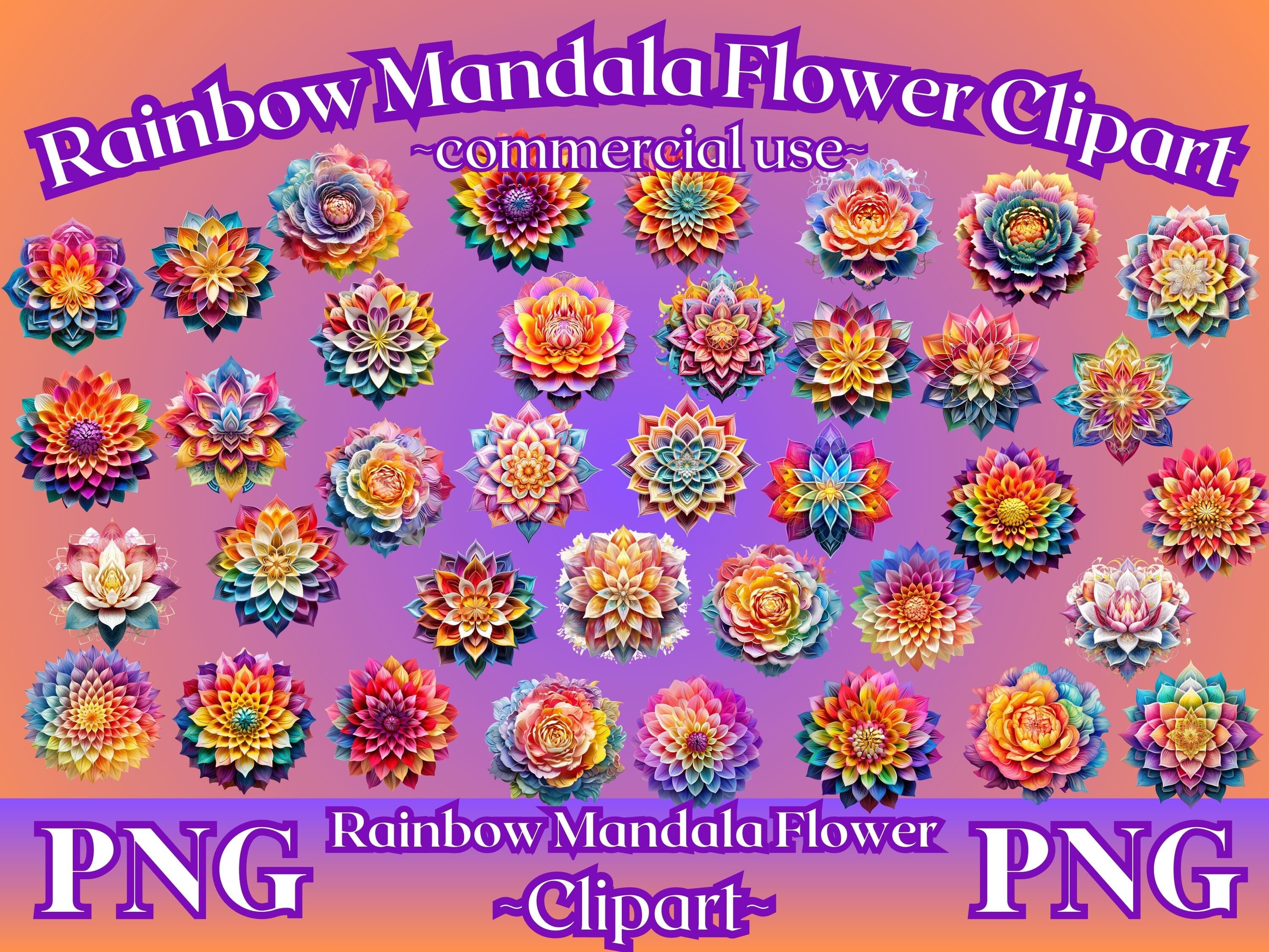 Mandala Flower Clipart, Rainbow Flower Mandala Png, Mandala Clipart ...