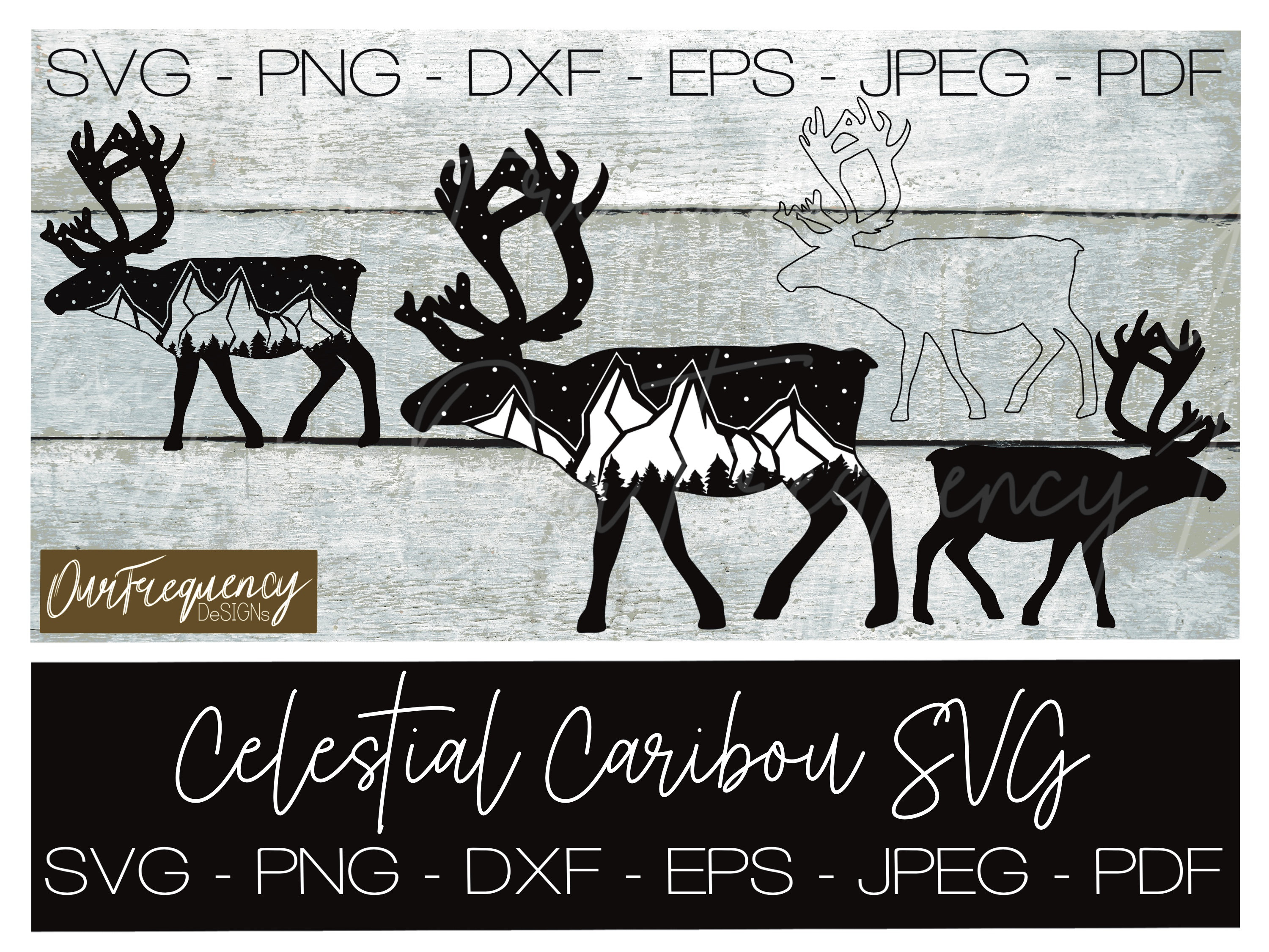 Caribou Svg, Celestial Caribou Svg, Caribou Png, Wilderness Animal Svg ...