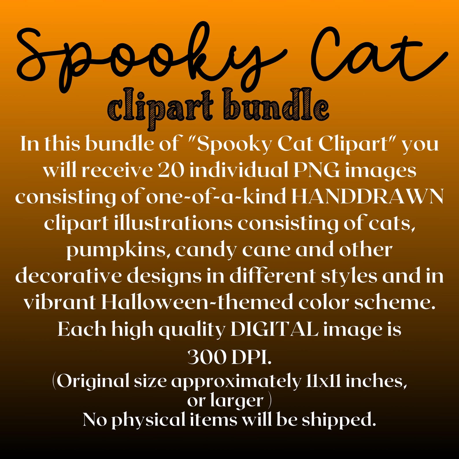 Spooky Cat Clipart Bundle, Cute Halloween Png, Cute Halloween Cat Svg ...